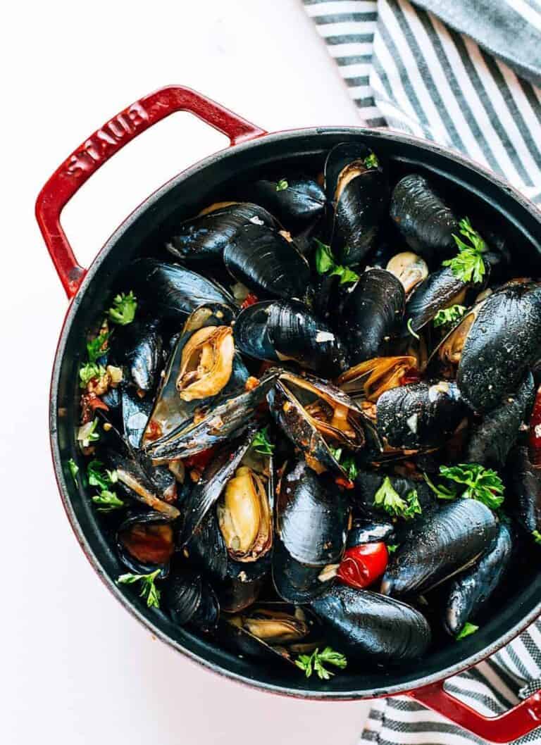 Mussels in White Wine Sauce and Chorizo - Posh Journal
