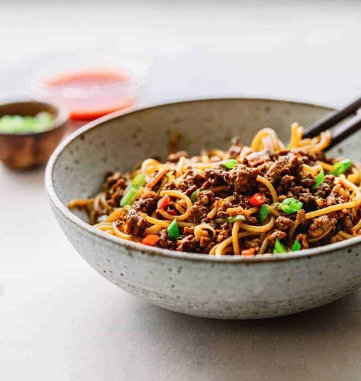 Minced Pork Noodles with Hoisin Sauce - Posh Journal