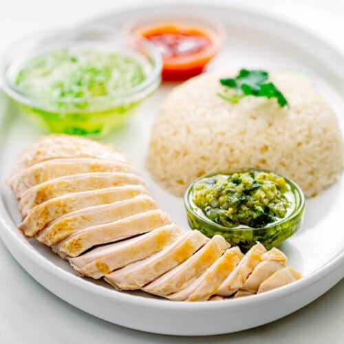 Hainanese Chicken Rice with Ginger Scallion Sauce - Posh Journal